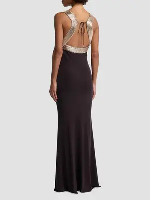 Alberta Ferretti Sequin-embellished Jersey Empire-waist Gown