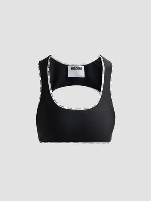 Moschino Logo Tape Sports Bra - Black