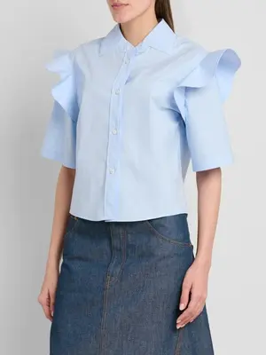 Moschino Ruffled Shoulder Poplin Shirt