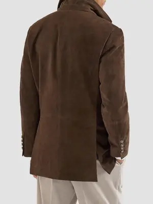 Brunello Cucinelli Suede Blazer-style Outerwear Jacket With Peak Lapels