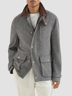 Brunello Cucinelli Cashmere And Silk Diagonal Field Jacket