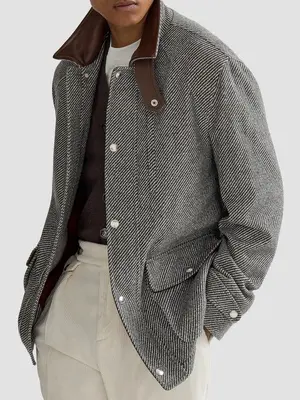 Brunello Cucinelli Cashmere And Silk Diagonal Field Jacket