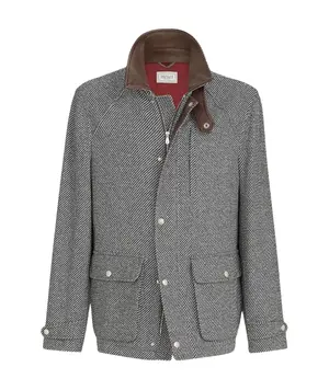 Brunello Cucinelli Cashmere And Silk Diagonal Field Jacket - Medium Grey