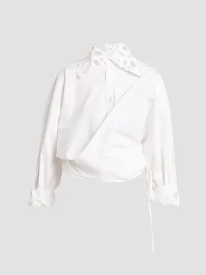 Moschino Eyelet-collar Stretch-cotton Blouse - White