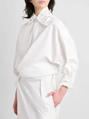 Moschino Eyelet-collar Stretch-cotton Blouse