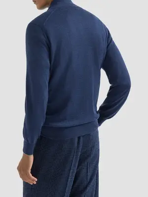 Brunello Cucinelli Cashmere, Silk And Linen Lightweight Sweater With Half Zip