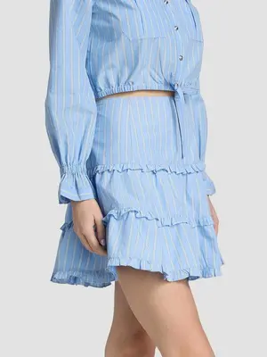 Cinq À Sept Thea Lili Striped Tiered Miniskirt