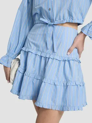 Cinq À Sept Thea Lili Striped Tiered Miniskirt