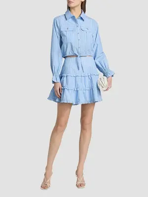 Cinq À Sept Thea Lili Striped Tiered Miniskirt