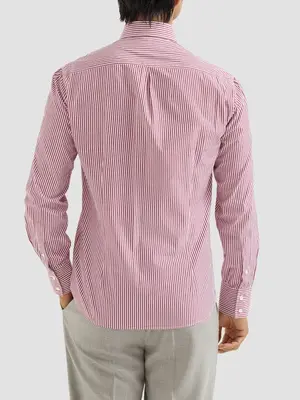 Brunello Cucinelli Striped Poplin Shirt With Button-down Collar