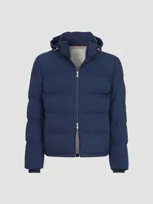 Brunello Cucinelli Stretch Bonded Nylon Down Jacket With Heat-bonded Seams - Blue