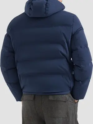 Brunello Cucinelli Stretch Bonded Nylon Down Jacket With Heat-bonded Seams - Blue