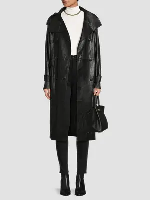 Kobi Halperin Tony Faux-leather Trench Coat - Black