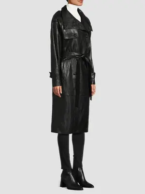 Kobi Halperin Tony Faux-leather Trench Coat - Black