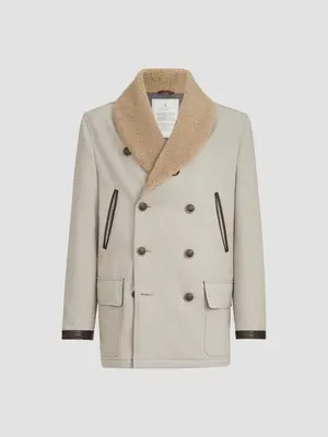 Brunello Cucinelli Wool And Cashmere Cavalry Coat With Shearling Collar