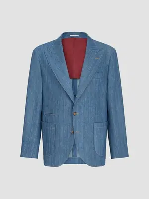 Brunello Cucinelli Lightweight Denim Deconstructed Peak-lapel Blazer