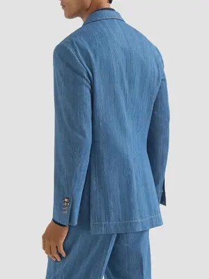 Brunello Cucinelli Lightweight Denim Deconstructed Peak-lapel Blazer