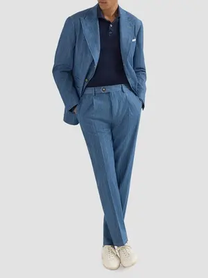 Brunello Cucinelli Lightweight Denim Deconstructed Peak-lapel Blazer