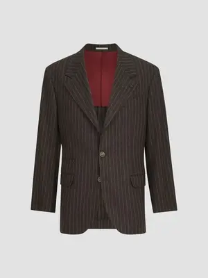 Brunello Cucinelli Virgin Wool And Cashmere Chalk Stripe Flannel Tailor Blazer