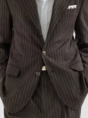 Brunello Cucinelli Virgin Wool And Cashmere Chalk Stripe Flannel Tailor Blazer