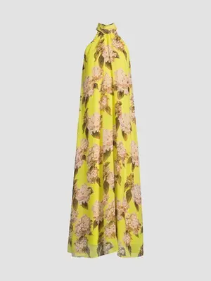 UNGARO Samie Floral Halter Maxi Dress - Chartreuse Multi