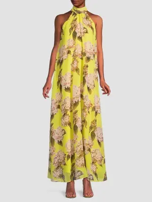 UNGARO Samie Floral Halter Maxi Dress