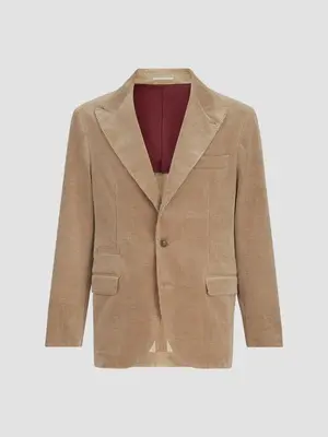 Brunello Cucinelli Comfort Cotton And Cashmere Corduroy Deconstructed Blazer - Camel