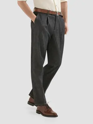 Brunello Cucinelli No Fade Lightweight Denim Trousers With Pleats