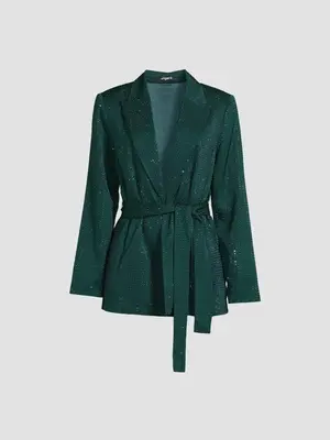 UNGARO Willow Hotfix Stretch-silk Self-tie Jacket - Pine