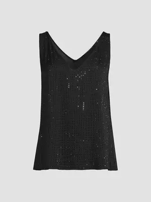 UNGARO Rosie Hotfix Crystal Blouse - Black