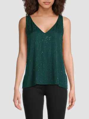 UNGARO Rosie Hotfix Crystal Blouse - Pine