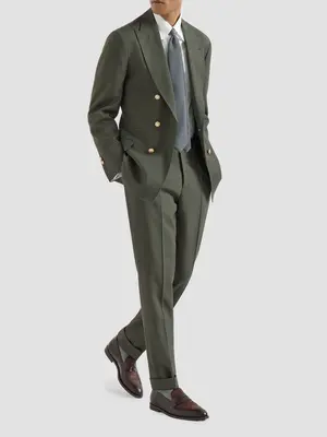 Brunello Cucinelli Virgin Wool Canvas Trousers With Pleats