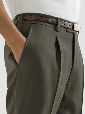 Brunello Cucinelli Virgin Wool Canvas Trousers With Pleats