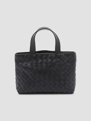 Bottega Veneta Mini Intrecciato Leather Zip Tote Bag - Midnight