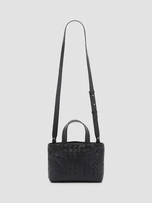 Bottega Veneta Mini Intrecciato Leather Zip Tote Bag - Midnight