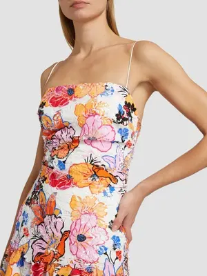 UNGARO Tierra Floral-printed Lace Midi-dress