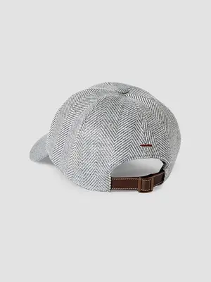Brunello Cucinelli Alpaca, Wool And Silk Chevron Baseball Cap - Cerulean