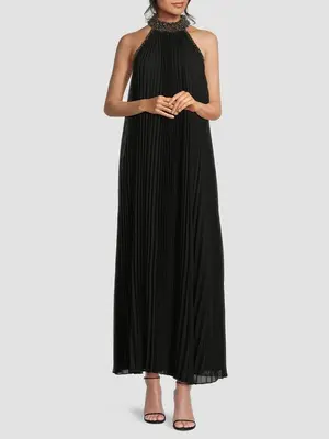 UNGARO Monroe Embellished Pleated Maxi Dress