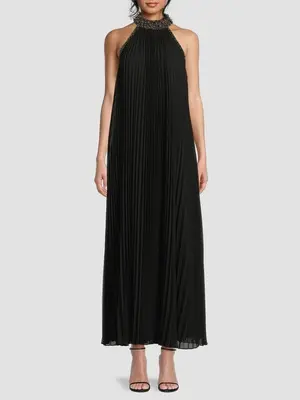 UNGARO Monroe Embellished Pleated Maxi Dress