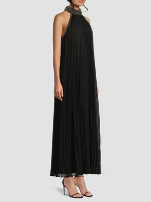UNGARO Monroe Embellished Pleated Maxi Dress