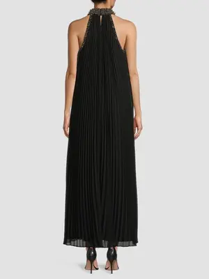 UNGARO Monroe Embellished Pleated Maxi Dress