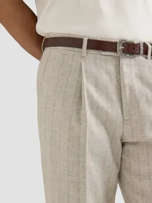 Brunello Cucinelli Striped Cashmere And Silk Diagonal Flannel Trousers