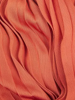 UNGARO Susan Accordion Pleated Satin Cocktail Dress