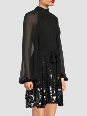 UNGARO Bradly Sequined Belted Minidress
