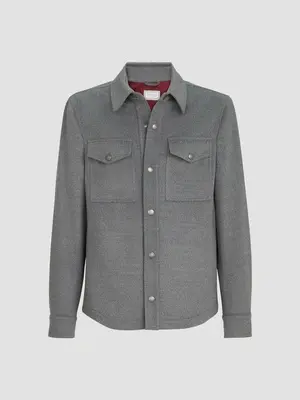 Brunello Cucinelli Lightweight Virgin Wool Cloth Shirt-style Outerwear Jacket - Grey