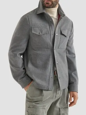 Brunello Cucinelli Lightweight Virgin Wool Cloth Shirt-style Outerwear Jacket