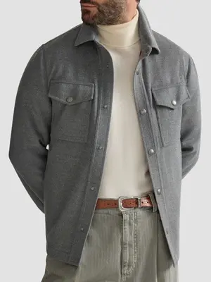 Brunello Cucinelli Lightweight Virgin Wool Cloth Shirt-style Outerwear Jacket