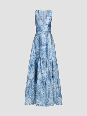 SACHIN BABI Rori Floral Sleeveless Gown - Hydrangea Blooms