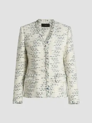 Kobi Halperin Saphire Frayed-trim Tweed Jacket