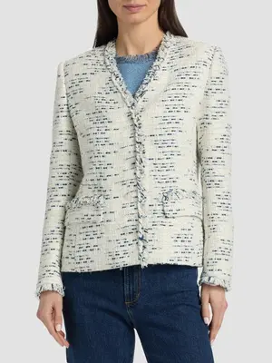 Kobi Halperin Saphire Frayed-trim Tweed Jacket